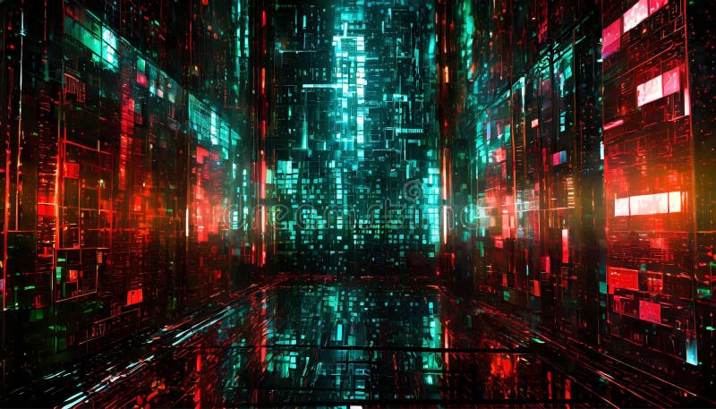 A Digital Network Processing Computers High Tech System Online Cyber ...