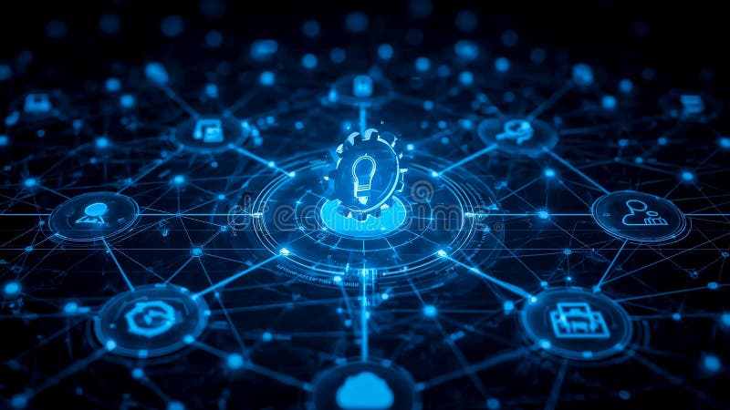 Digital Network Representing Innovation and Connection with Abstract ...