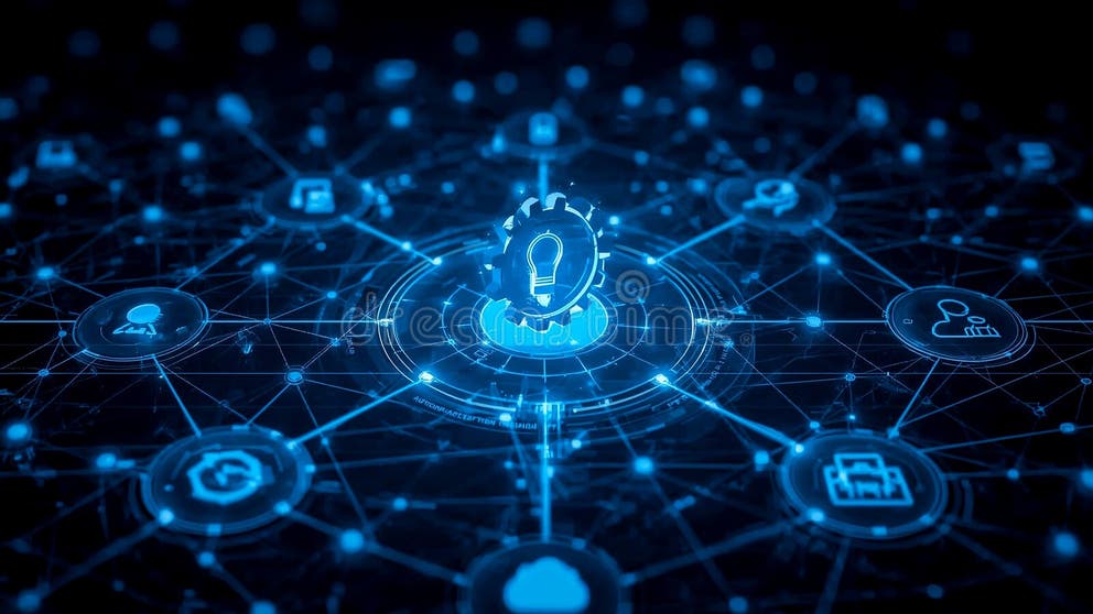 Digital Network Representing Innovation and Connection with Abstract ...