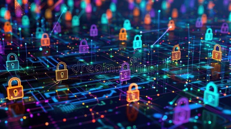 The Digital Network Security.AI Generated Image Stock Photo - Image of ...