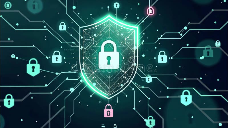 Digital Network Security: Animated Shield Protecting Data with Cyber ...