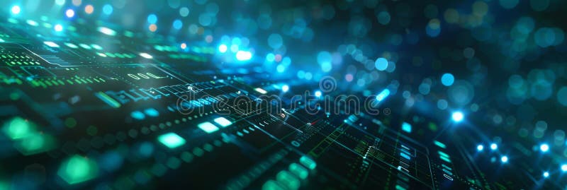 A Digital Network Shines with Green and Blue Lights, Symbolizing ...