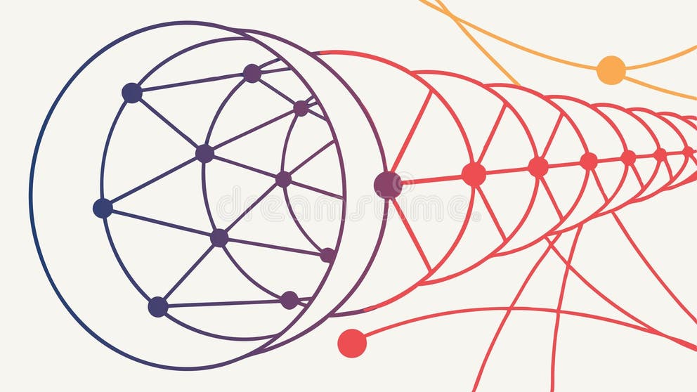 Digital Network Sphere with Connected Nodes and Flowing Lines. Vector ...