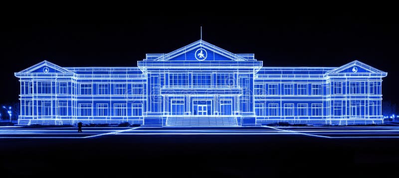 Digital Network Style Illustration of Grand Palace Architecture ...