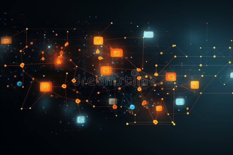 Digital Network Theme with Abstract Elements Stock Illustration ...