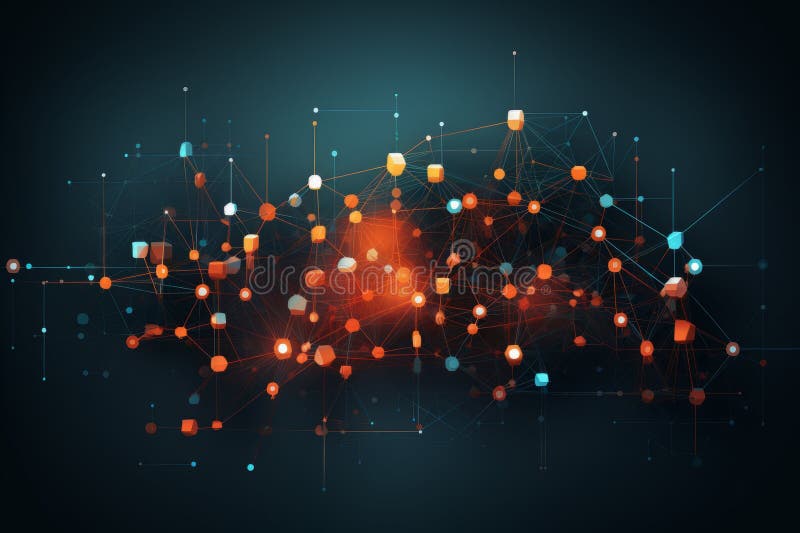 Digital Network Theme with Abstract Elements Stock Illustration ...