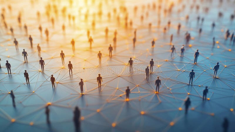 A Digital Network of Tiny People, Symbolizes Global Communication and ...