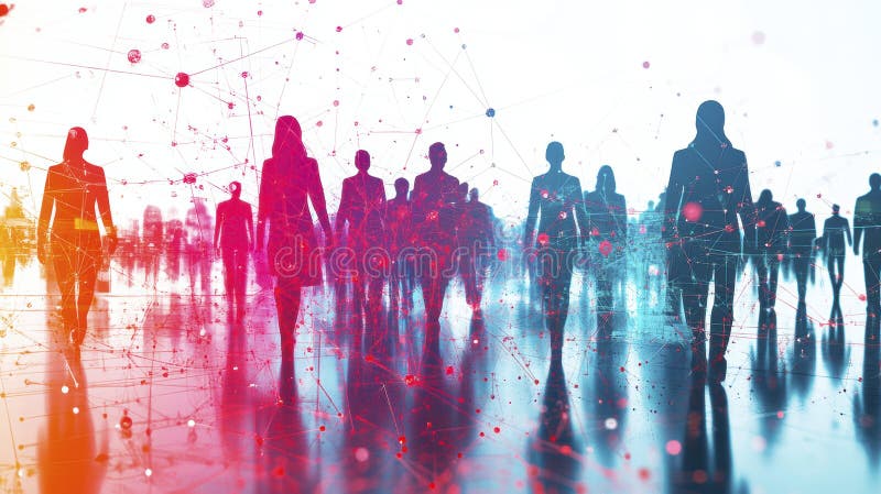 A Digital Network of Tiny People, Symbolizes Global Communication and ...