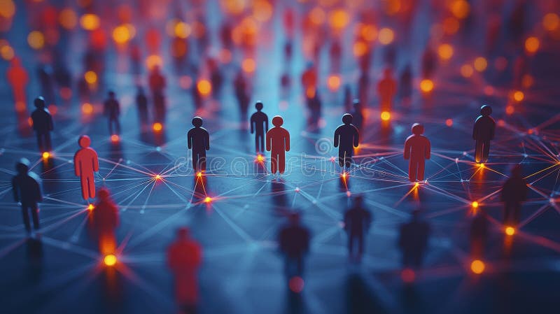 A Digital Network of Tiny People, Symbolizes Global Communication and ...