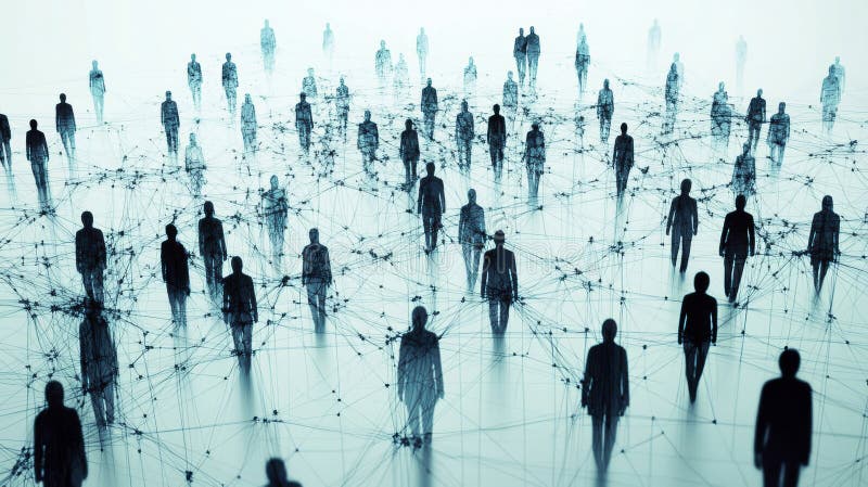 A Digital Network of Tiny People, Symbolizes Global Communication and ...