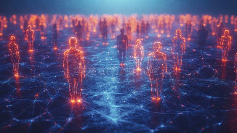 A Digital Network of Tiny People, Symbolizes Global Communication and ...