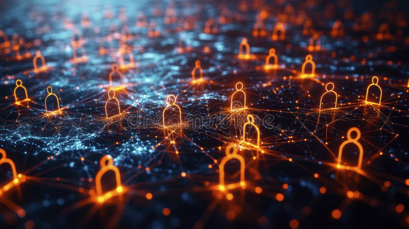 A Digital Network of Tiny People, Symbolizes Global Communication and ...