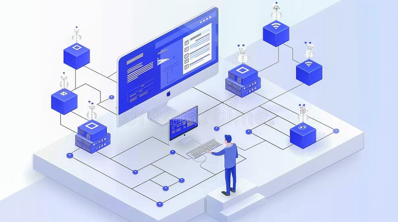 Digital Network Visualization with Computer Interfaces Stock ...