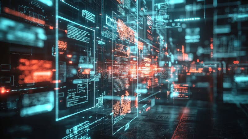 Digital Network Visualization Floating Data Blocks Stock Photos - Free ...