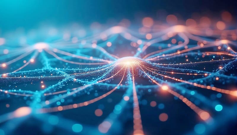 Digital Network Visualization with Nodes and Connections Representing ...