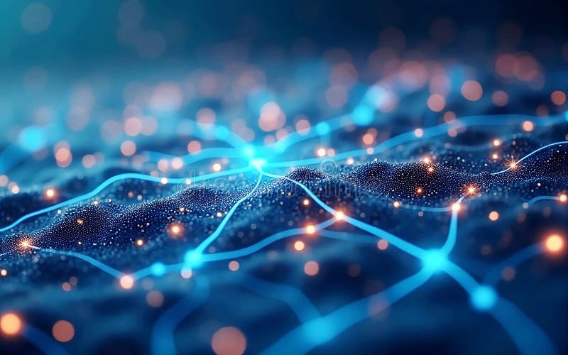 Digital Network Visualization with Nodes and Connections Representing ...