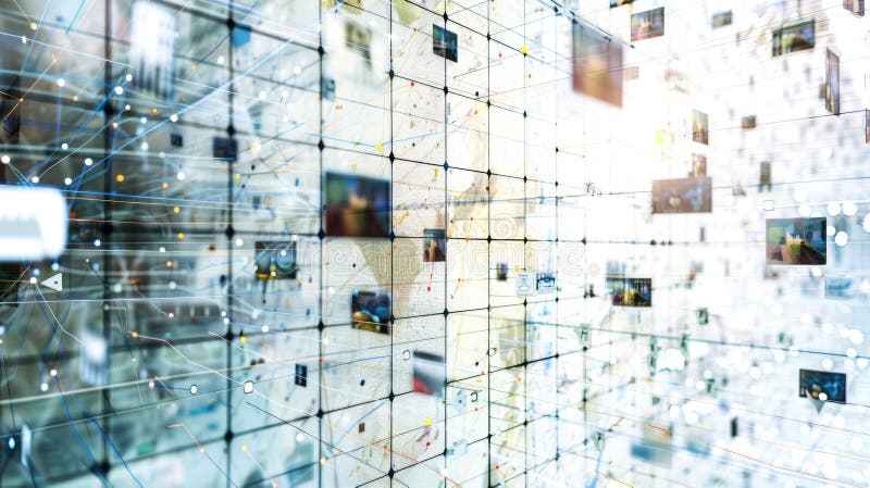 Digital Network Visualization Shows Networking Tech And Data Analysis With Colorful Data Points