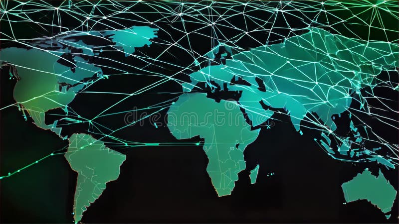 Digital Network World Map with Connections Stock Video - Video of ...