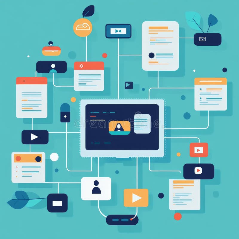 Digital Networking Concept with Connected Devices and Data Exchange ...