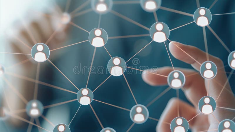 Digital Networking Concept with Human Connection Icons and Touchscreen ...