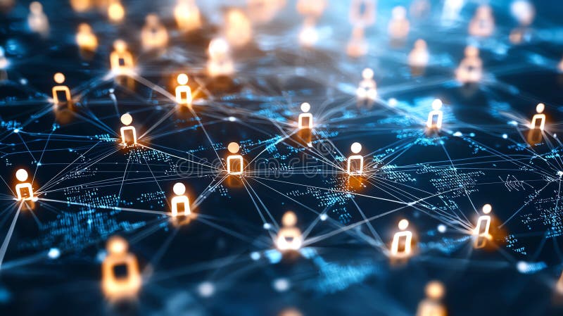 Digital Networking Concept with Interconnected User Icons Stock ...
