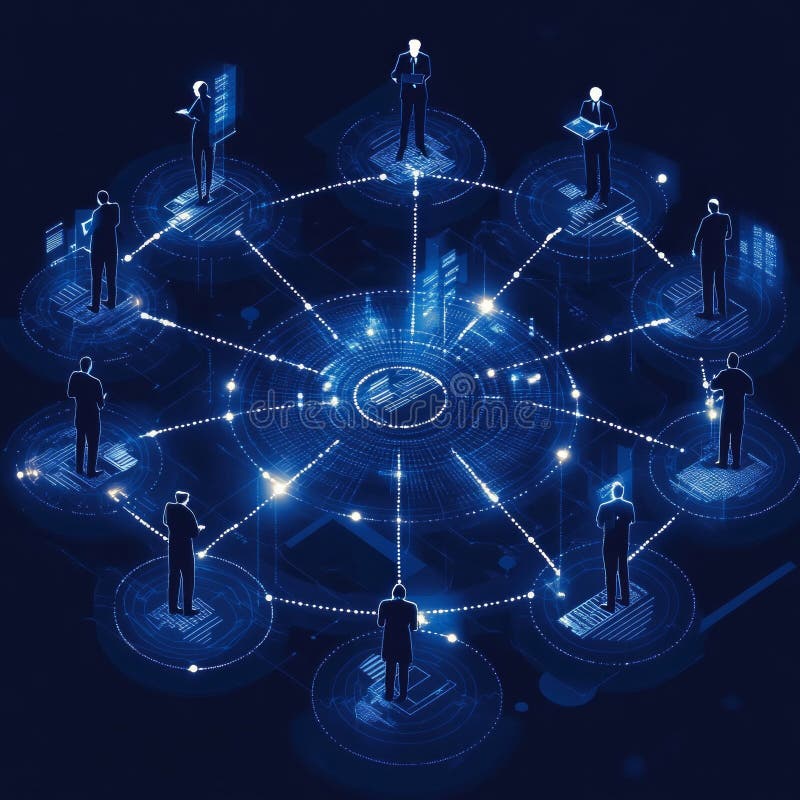 Digital Networking Concept with People and Connections on a Dark ...