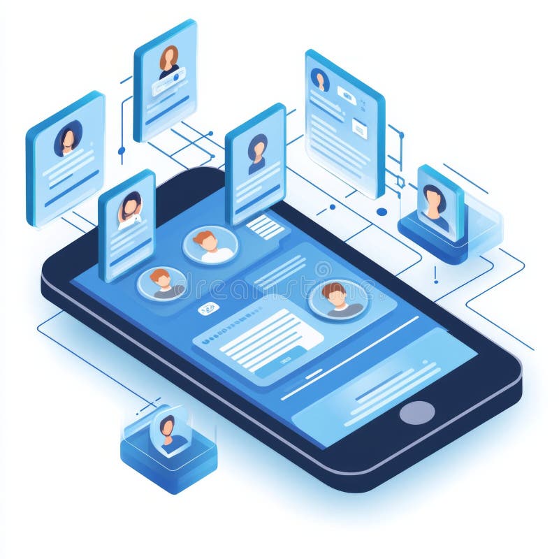 Digital Networking Concept on Smartphone with User Interface Elements ...