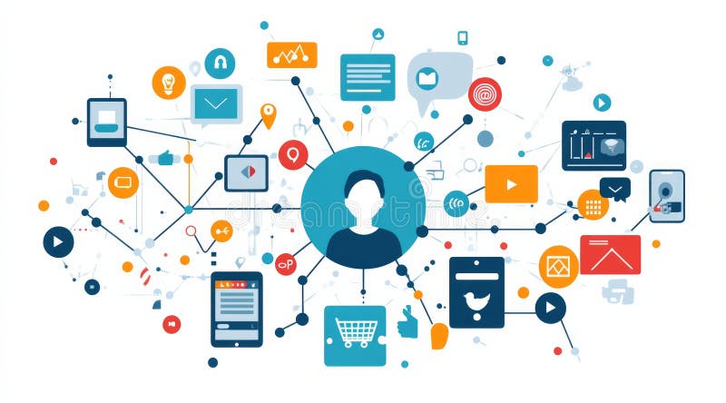 Digital Networking Concept Various Social Media Icons Connections Stock ...