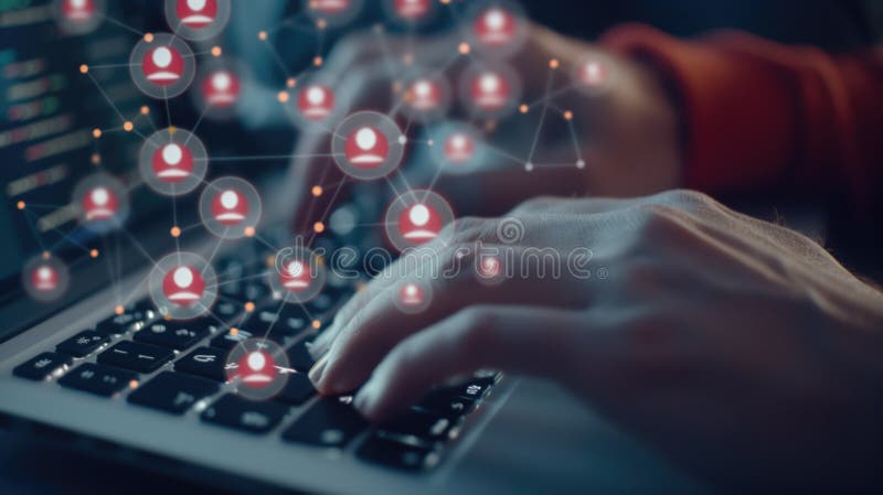 Digital Networking and Data Connectivity with Hands Typing on Keyboard Stock Image - Image of ...