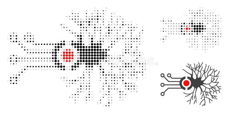 Digital Neural Connection Halftone Dotted Icon Stock Vector ...