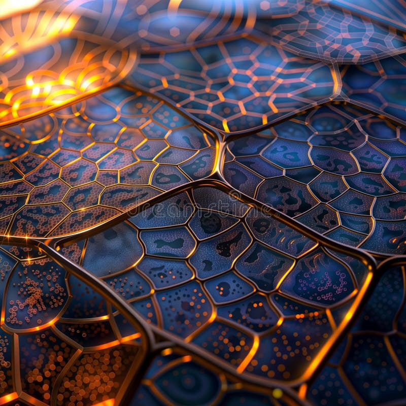 Abstract Digital Neural Network with Blue and Orange Pattern ...