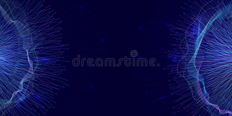 Digital Neural Network. Abstract Image of Neural Connections on Blue ...