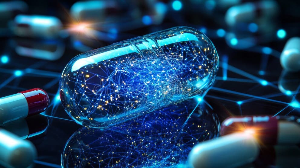 Digital Neural Network Concept with Capsules and Abstract Design Stock ...