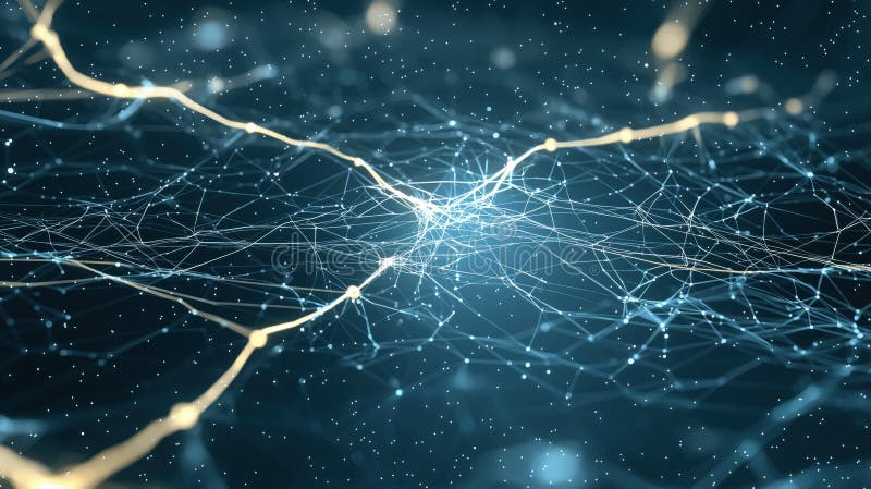 Digital Neural Network with Glowing Connections in a Futuristic Concept ... Digital Neural Network with Glowing Connections in a Futuristic Concept ...