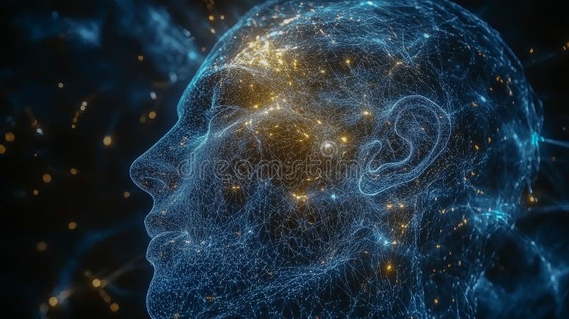 Digital Neural Network Human Head Visualization Stock Illustration ...