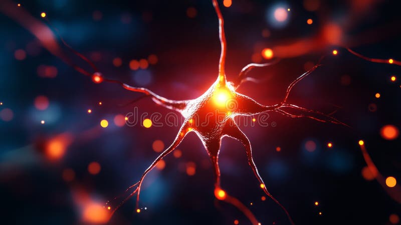 A Digital of a Neuron with Glowing Connections Representing the ...