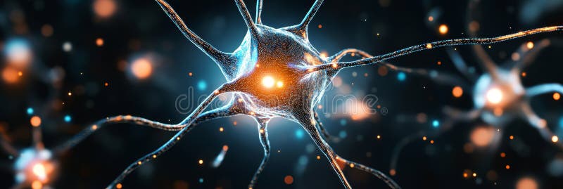 Digital Neuron Network Background Microscopic View of a Neuron ...