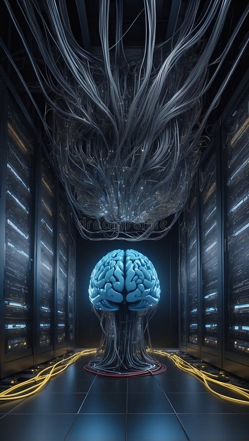 Digital Neuroscape: the AI Marvel in Server Canvas. AI Generate Stock ...