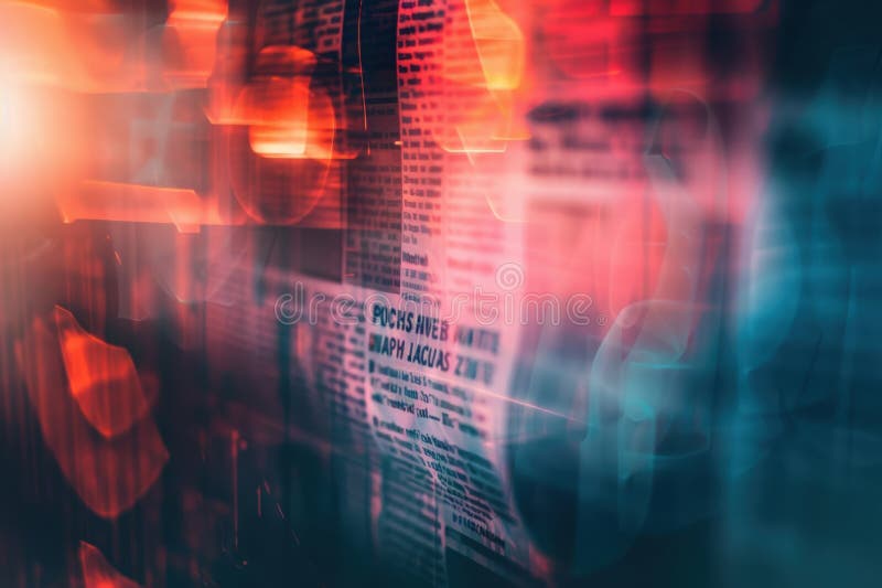 Digital News Data Flow Background with Moving Text and Abstract Colors ...