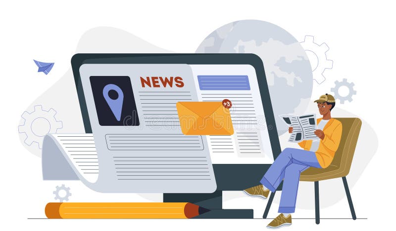 Digital News and Newspaper Concept. Vector Illustration Stock ...