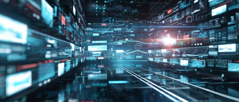 A Digital News Stream in 3D Showcasing Future Technology Breakthroughs ...