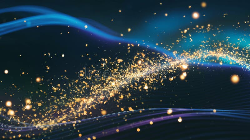 Digital Night with Glowing Firefly Particles in Motion Stock ...