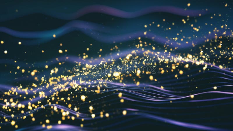 Digital Night with Glowing Firefly Particles in Motion Stock ...