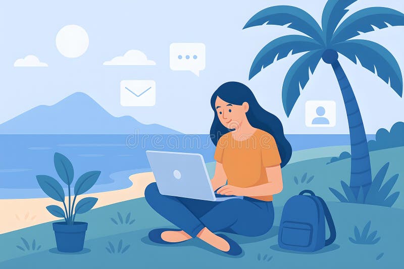 Digital and Nomad Remote Worker Stock Illustration - Illustration of ...