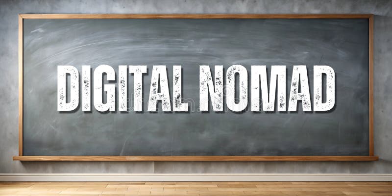 Digital Nomad Text on Rustic Wooden Board. Stock Image - Image of ...