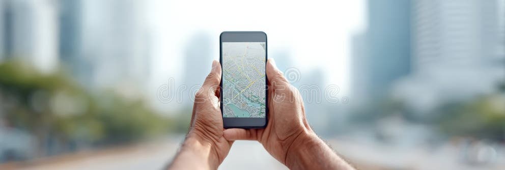 Digital Nomad Using Smartphone with Gps Map, Navigating City Streets ...