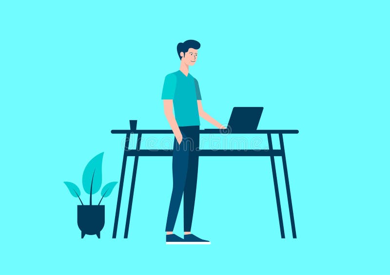 Digital Nomad Work Concept. Modern Character Design Male Freelancer ...