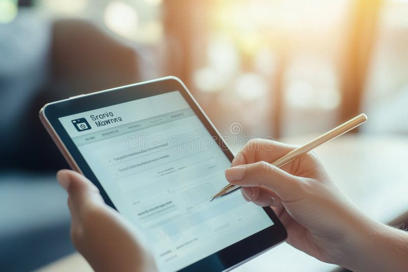 Digital Note Taking on Tablet Stock Illustration - Illustration of ...