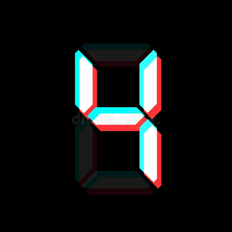 Digital Number with 3d Effect Electronic Figure of Number Four Stock ...