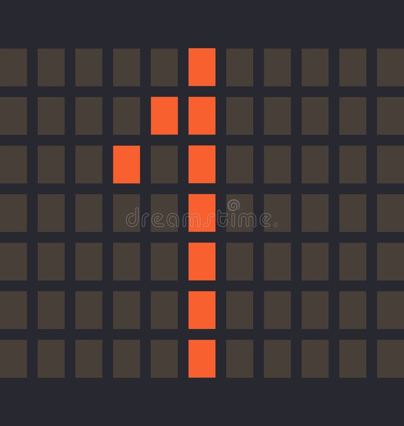 Digital Number 1, Led Orange Color and a Dark Background Stock Vector ...